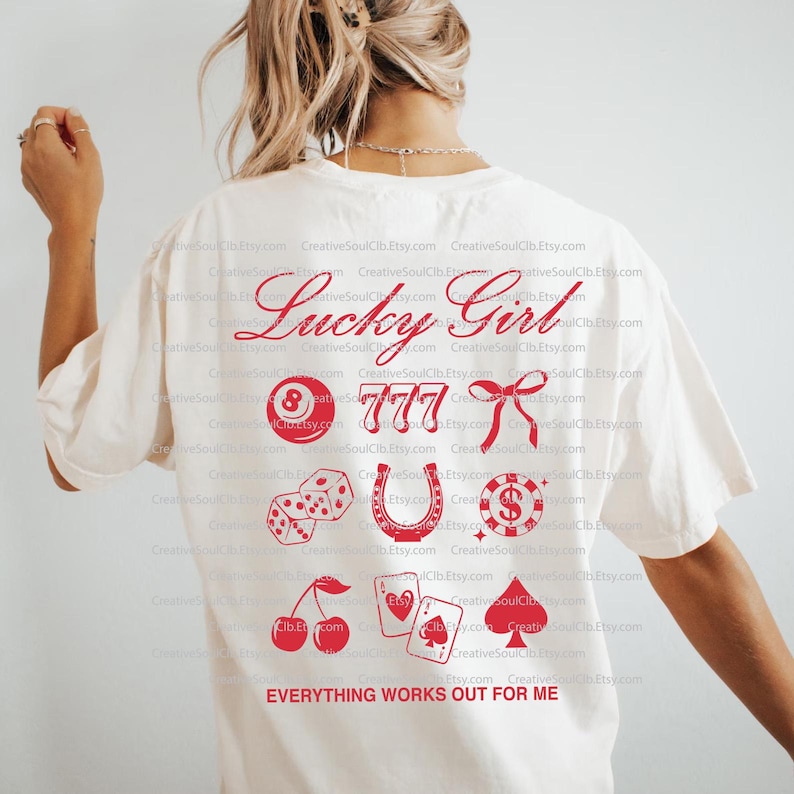 Lucky Girl Icons SVG, PNG, Vegas Shirt SVG, Lucky Girl Aesthetic Shirt ...