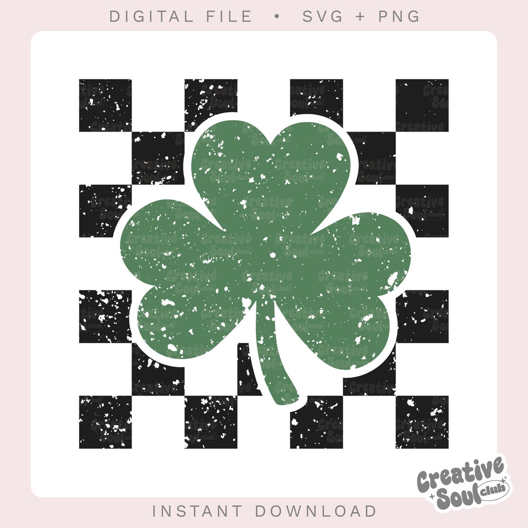 Clover PNG, Retro Shamrock PNG, Checkered Clover SVG, St. Patrick's Day ...