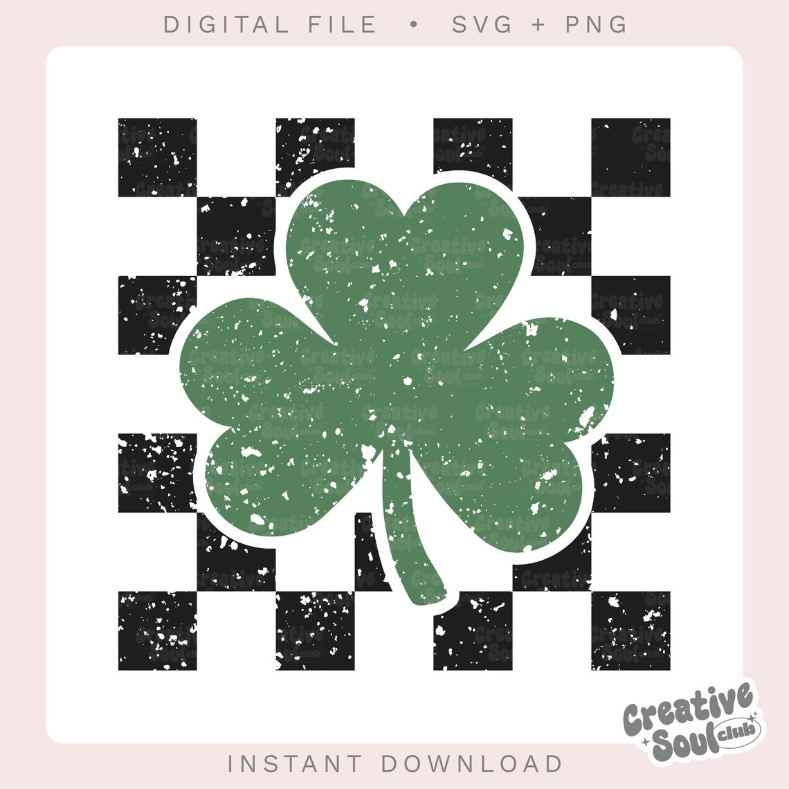 Clover PNG, Retro Shamrock PNG, Checkered Clover SVG, St. Patrick's Day ...