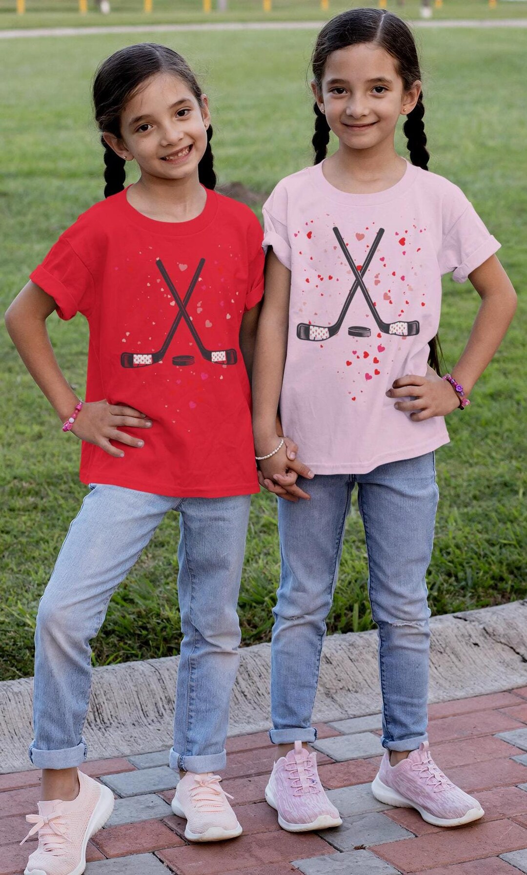 Girls Hockey Sticks Heart Youth Tee - Etsy