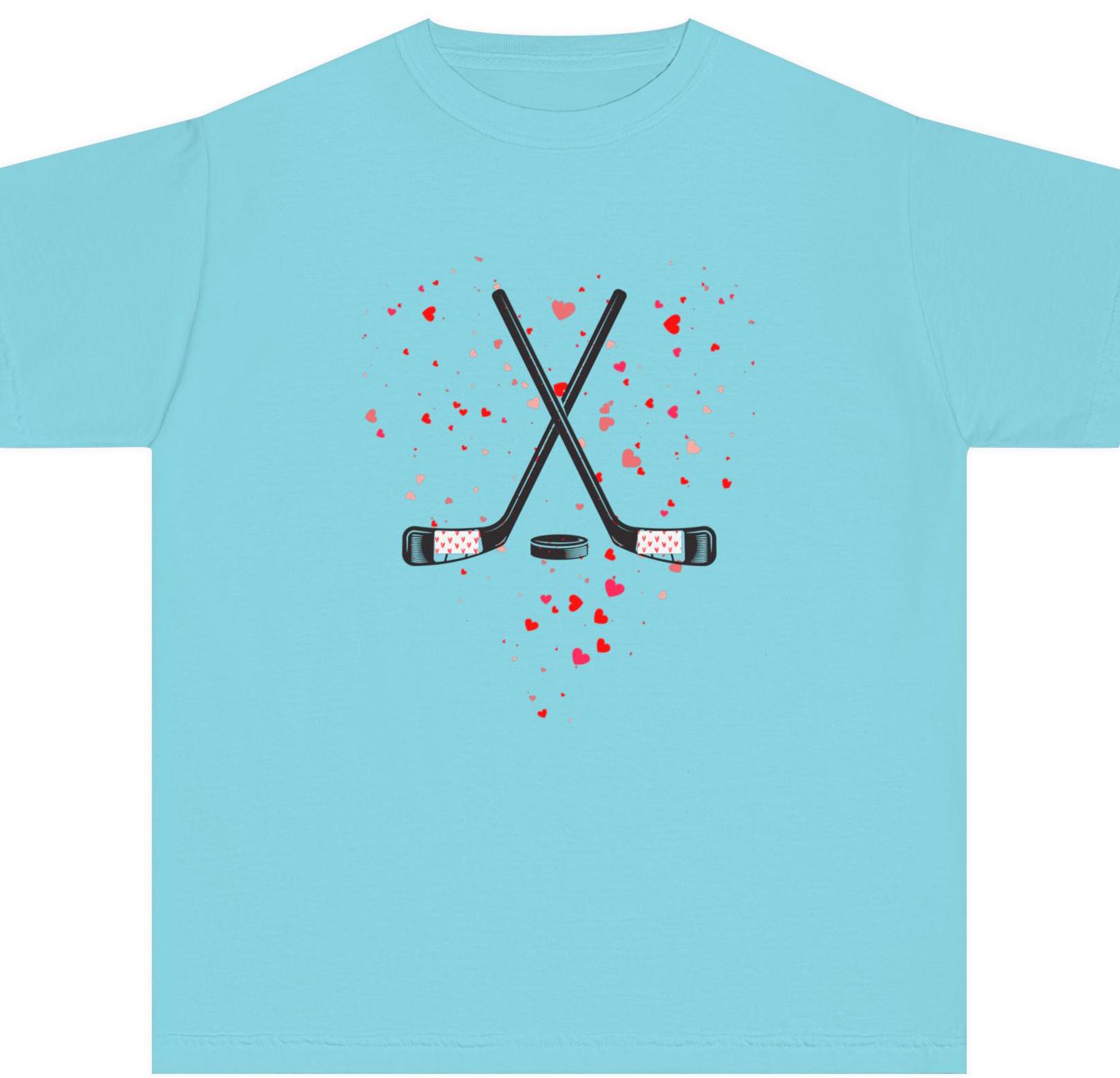 Girls Hockey Sticks Heart Youth Tee - Etsy