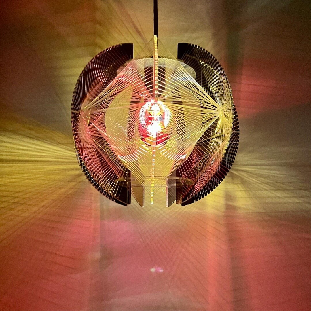 Space Age Lucite Acrylic Nylon String Pendant Swag Lamp Paul Secon ...
