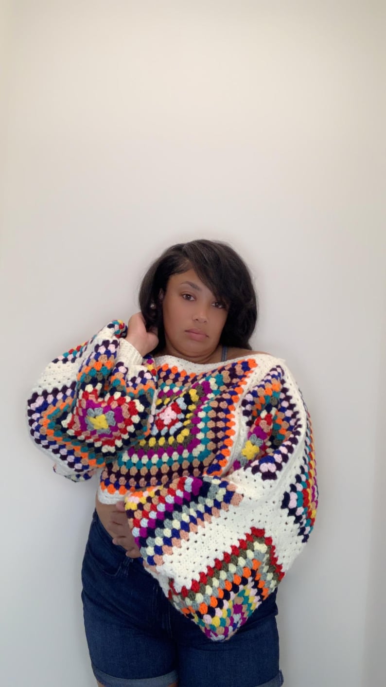 Granny Square Crop Sweater Crochet Pattern - Etsy