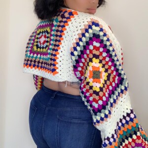 Granny Square Crop Sweater Crochet Pattern - Etsy