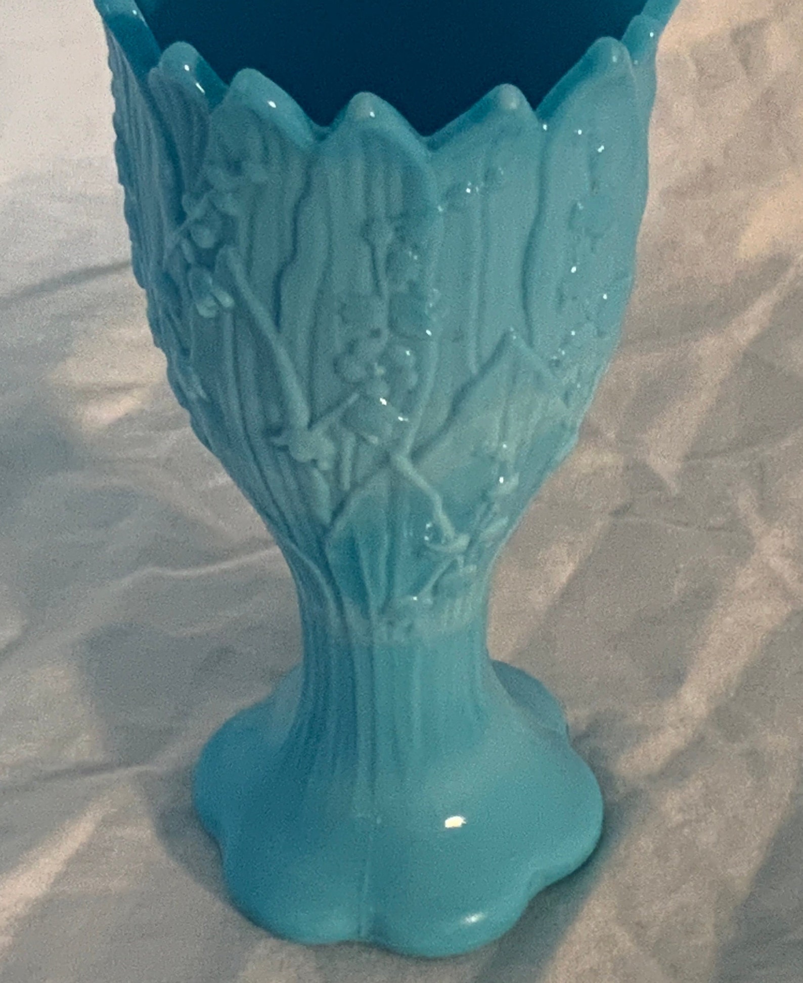 Vintage Westmoreland Blue Milk Slag Glass Lilly of the Valley Vase ...