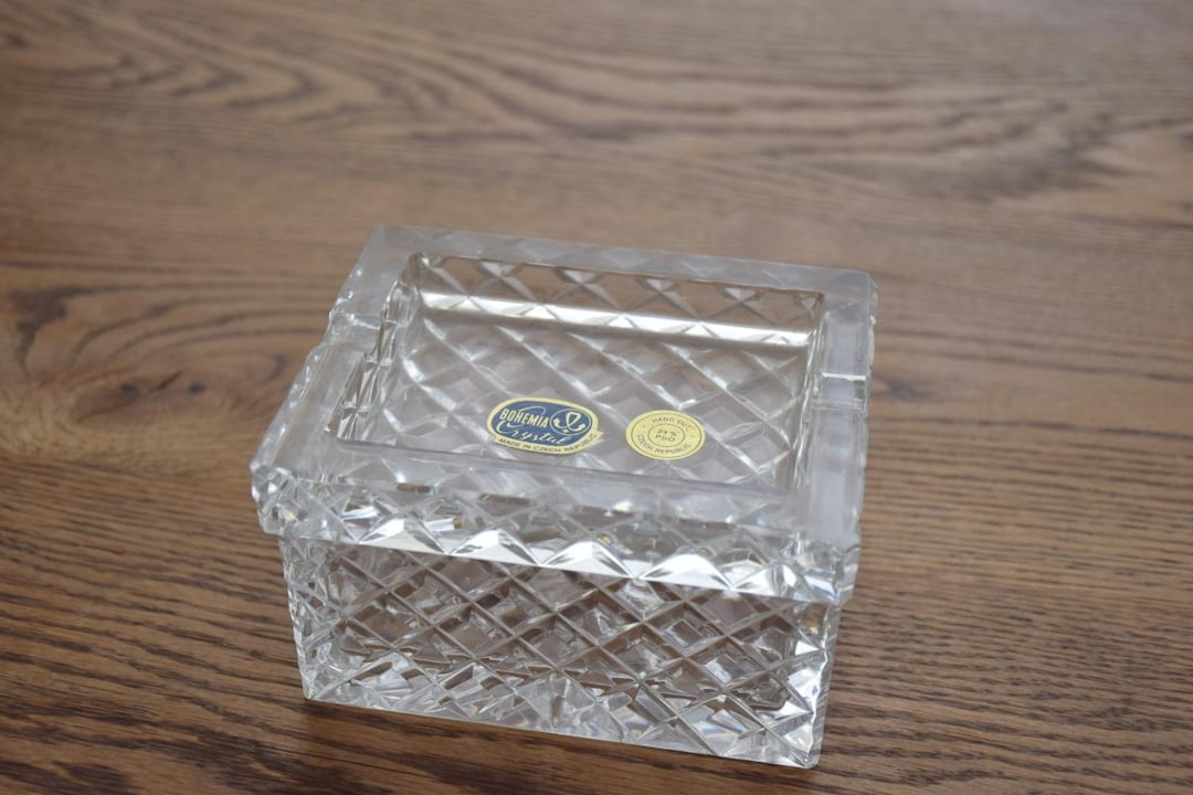 Hand-cut Lead Bohemian Crystal. Rectangle Cigarette Box With Ashtray ...