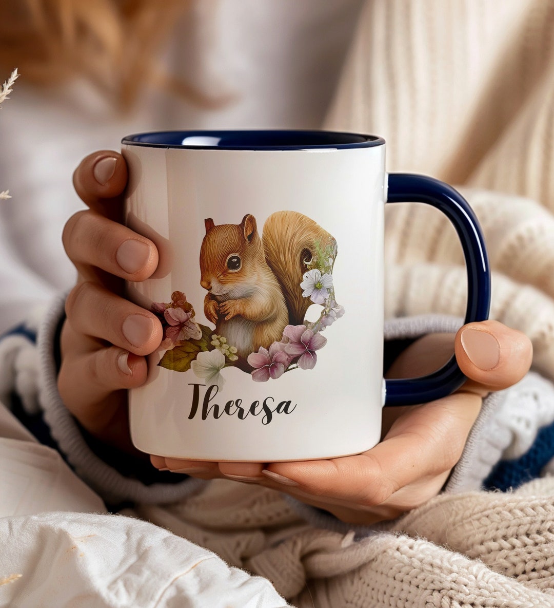 PERSONALIZED Squirrel Mug Watercolor, Custom Squirrel Mug, Personalized ...