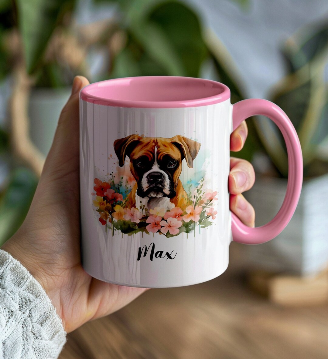 PERSONALIZED Boxer Dog Mug Watercolor, Custom Dog Mug, Personalized ...