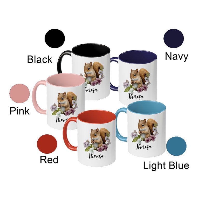 PERSONALIZED Squirrel Mug Watercolor, Custom Squirrel Mug, Personalized ...