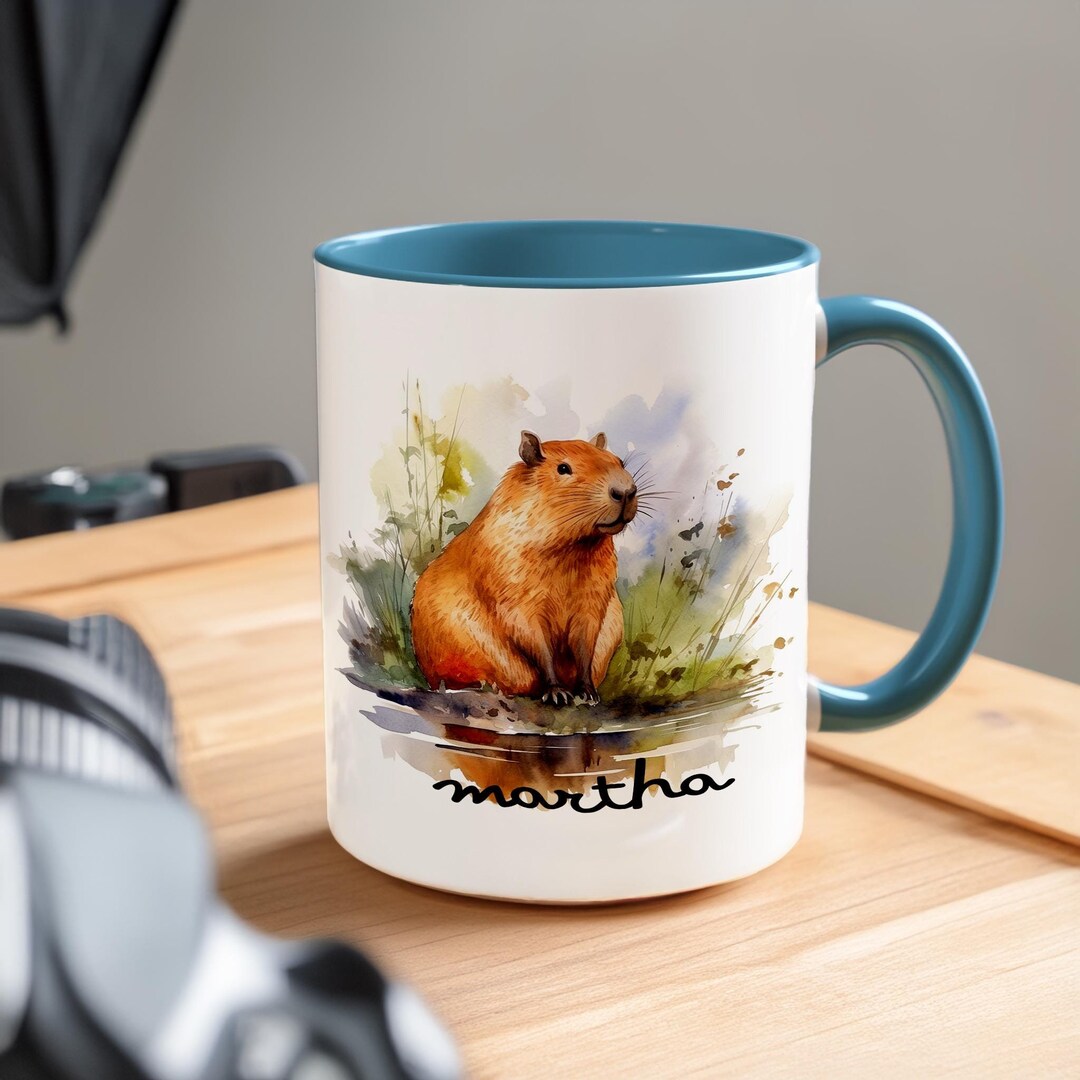 Capybara Personalized Watercolor Mug, Capybara Mug, Personalized ...
