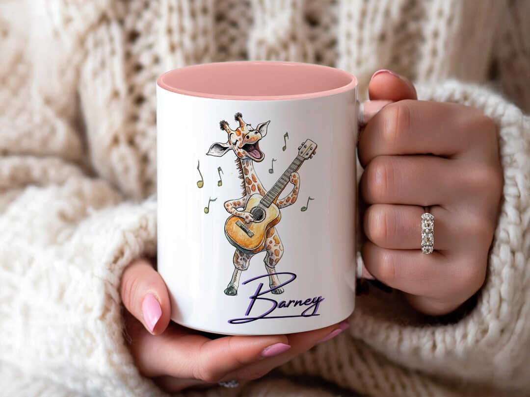 PERSONALIZED Mug, Barney the Musical Giraffe Mug, Giraffe Guitarist Mug ...