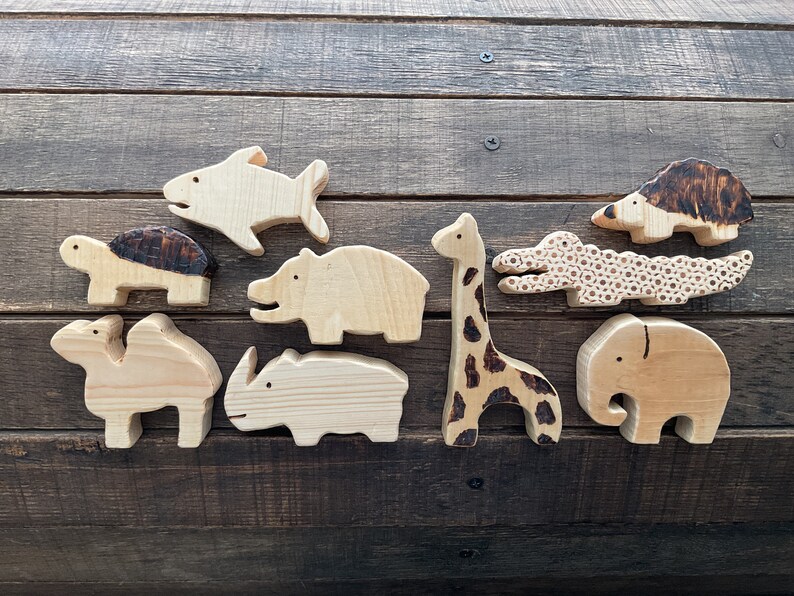 Hand Carved Wooden Animals - Etsy