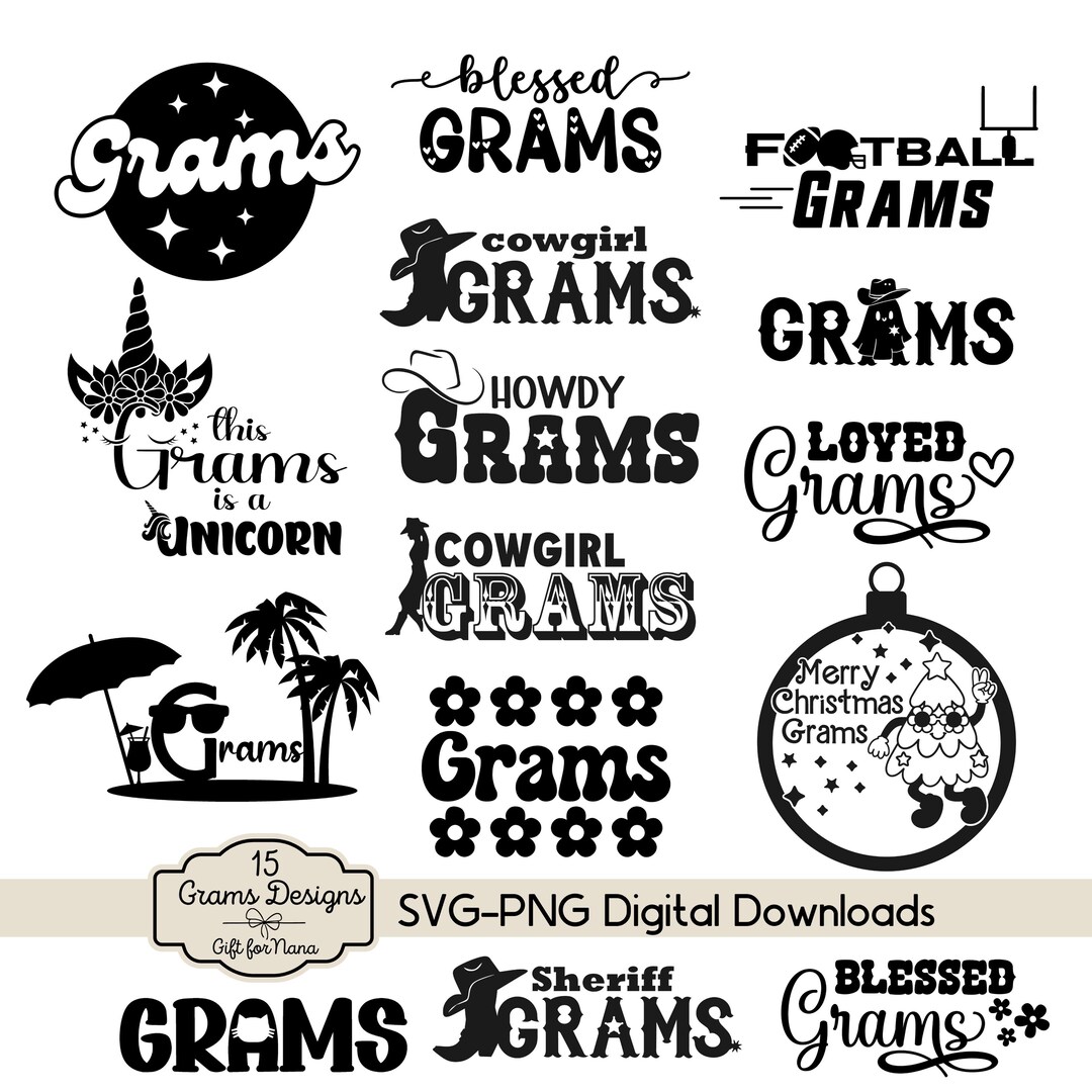 Grams SVG Clipart Bundle / Retro Flowers, Football Grandma, Christmas ...