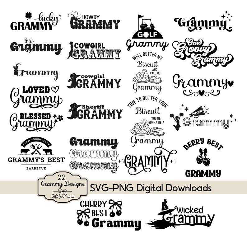 Grammy SVG Bundle / 22 Designs for Cricut & Silhouette / Digital ...