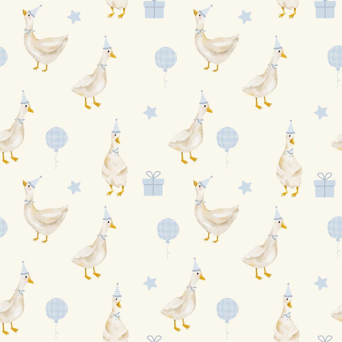 Silly Goose Seamless Pattern Digital Download JPG, Neutral Cream ...