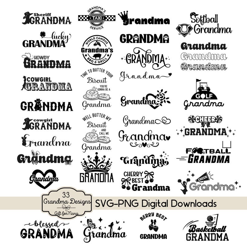Grandma SVG Bundle Digital Download - Etsy