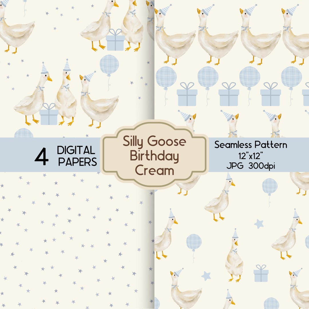 Silly Goose Seamless Pattern Digital Download JPG, Neutral Cream ...