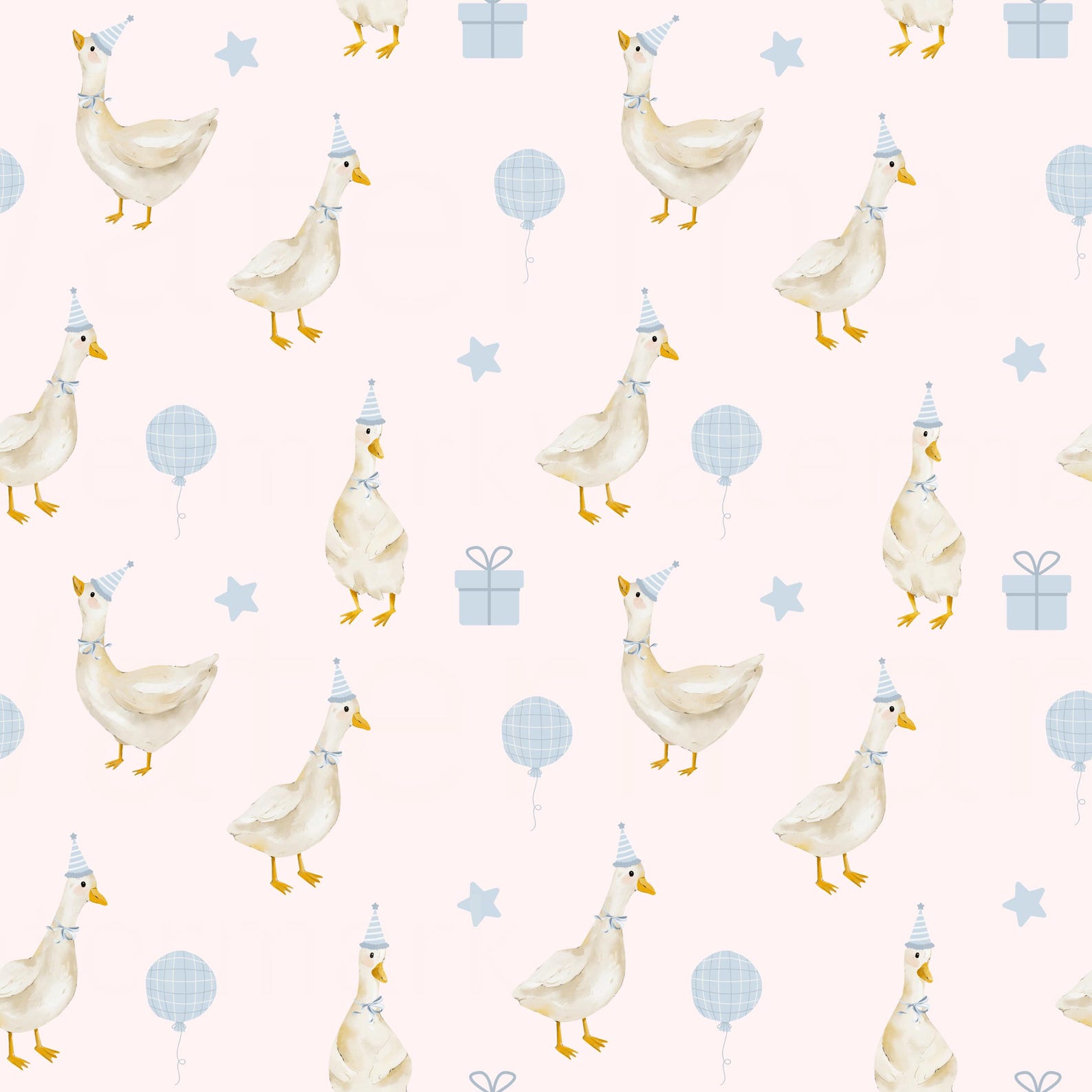 Silly Goose Seamless Pattern Digital Download JPG, Light Pink Birthday ...