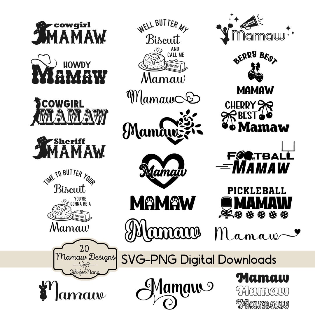 Mamaw Svg Bundle Berry Best Mamaw Svg Football Grandma Svg Pickleball ...
