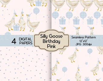 Silly Goose Seamless Pattern Digital Download JPG, Neutral Cream ...