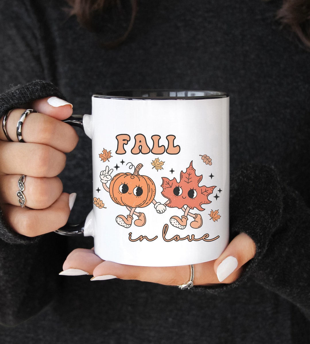 Fall in Love Coffee Mug, Pumpkin and Fall Leaf Mug, Cute Fall Mug ...