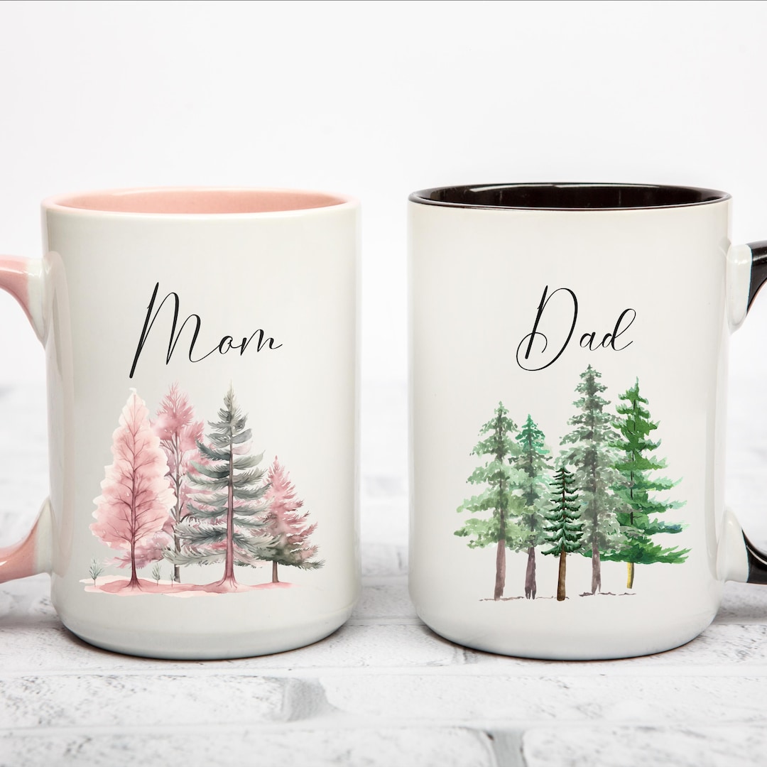 Mom & Dad Mugs, Mom and Dad Gift, New Parents Gift, Mountain Tree Mug ...