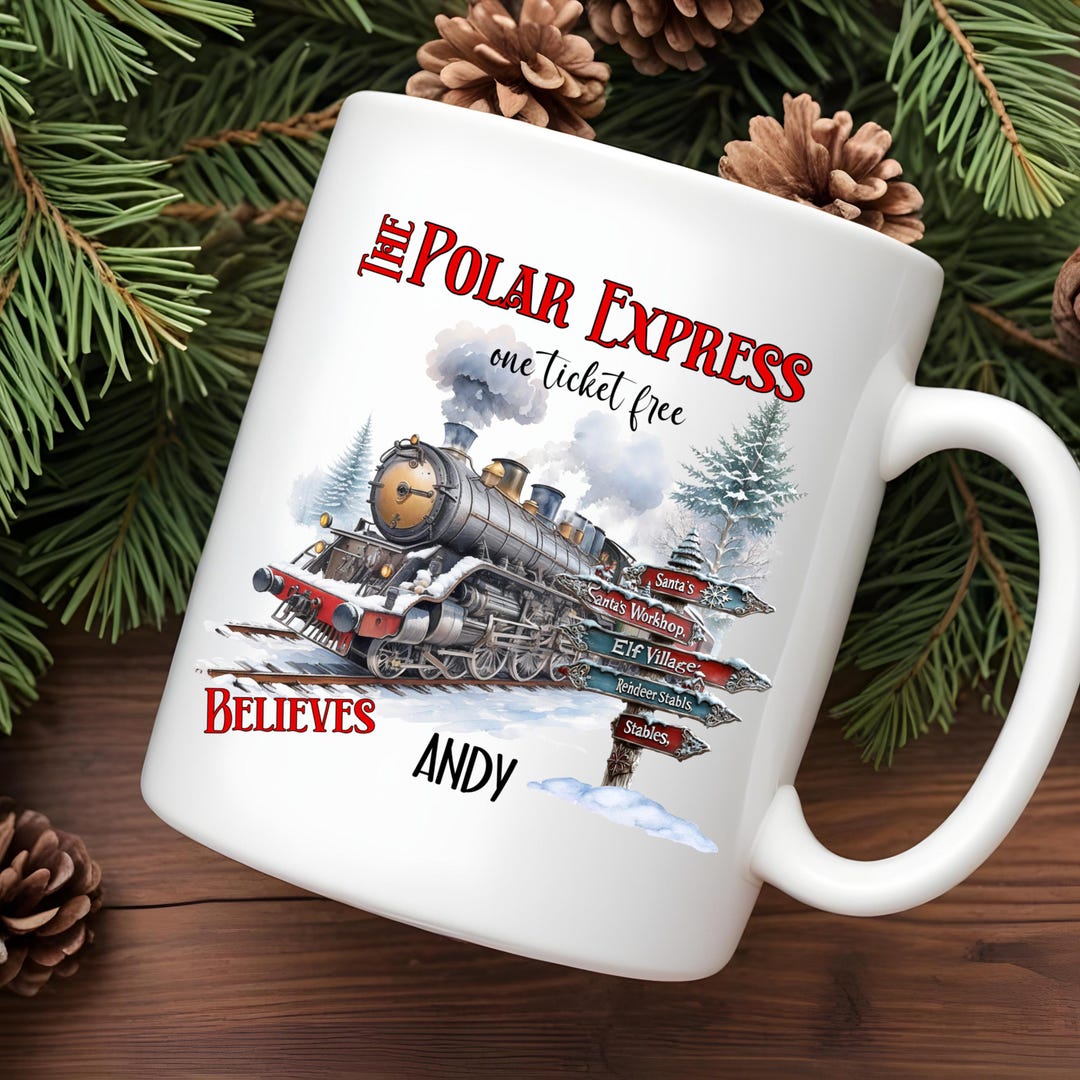 Polar Express Mug Personalized, Christmas Mug Gift, Polar Train Gift ...
