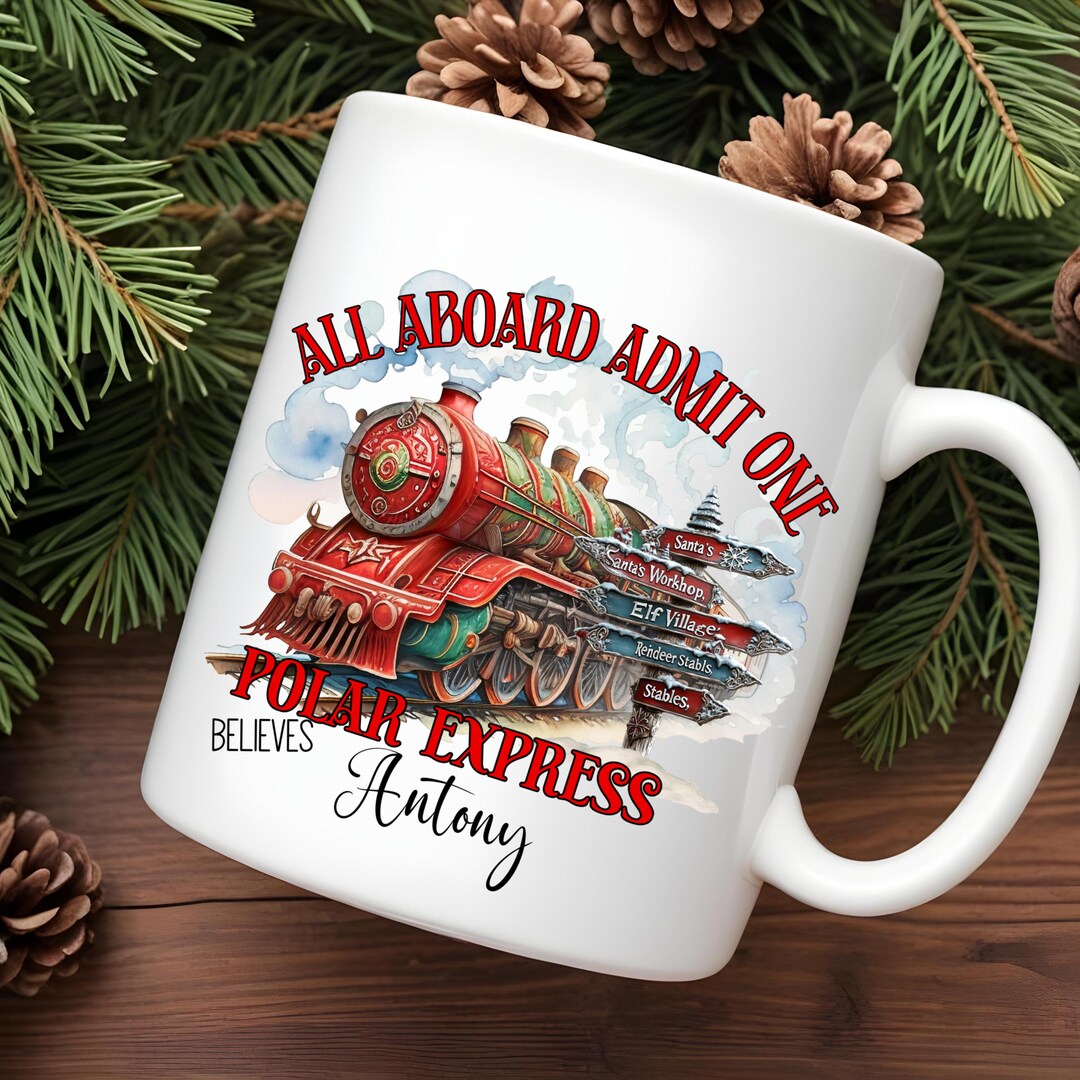 Christmas Polar Express Mug Personalized, Polar Train Cup, Hot ...
