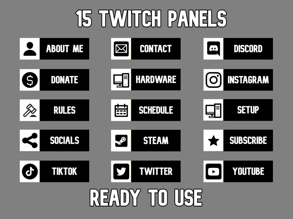 Black and White Panels With Logo's for Twitch. for Use on Twitch ...