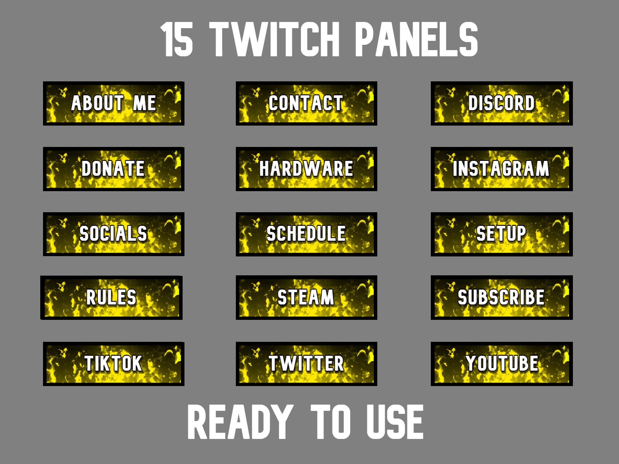 Yellow Flames Panels for Twitch. for Use on Twitch Profile - Etsy