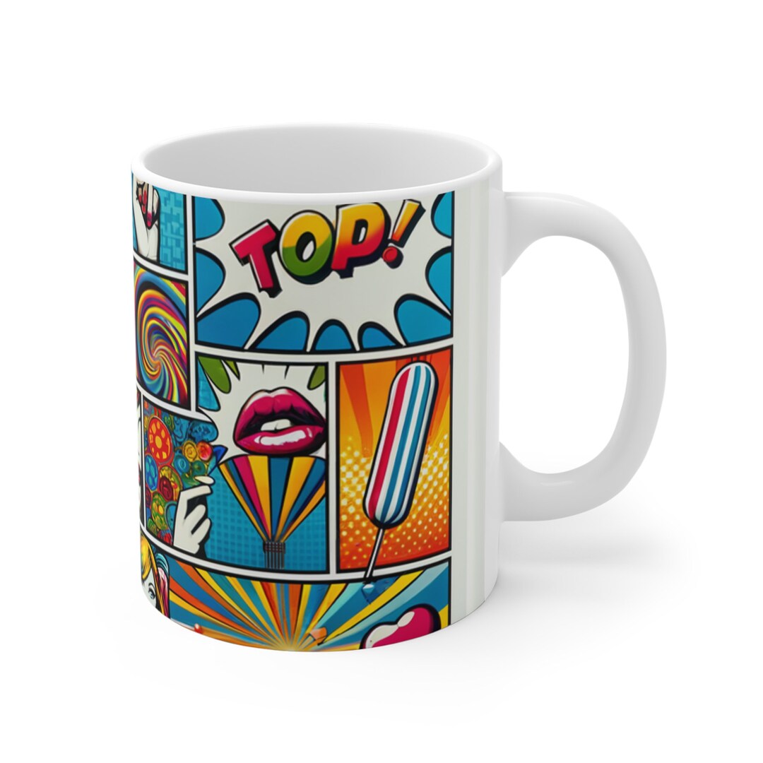 Pop Pop Mug, 80s Pop Culture Art, Clean Pop Art, 11oz Mug, Funky Mug ...