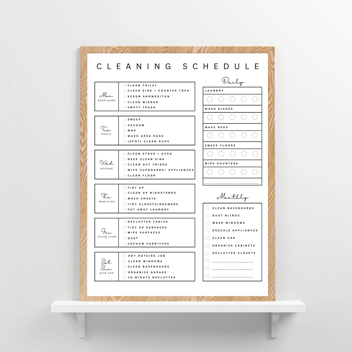 Printable Cleaning Schedule, Instant Download, Cleaning Planner ...