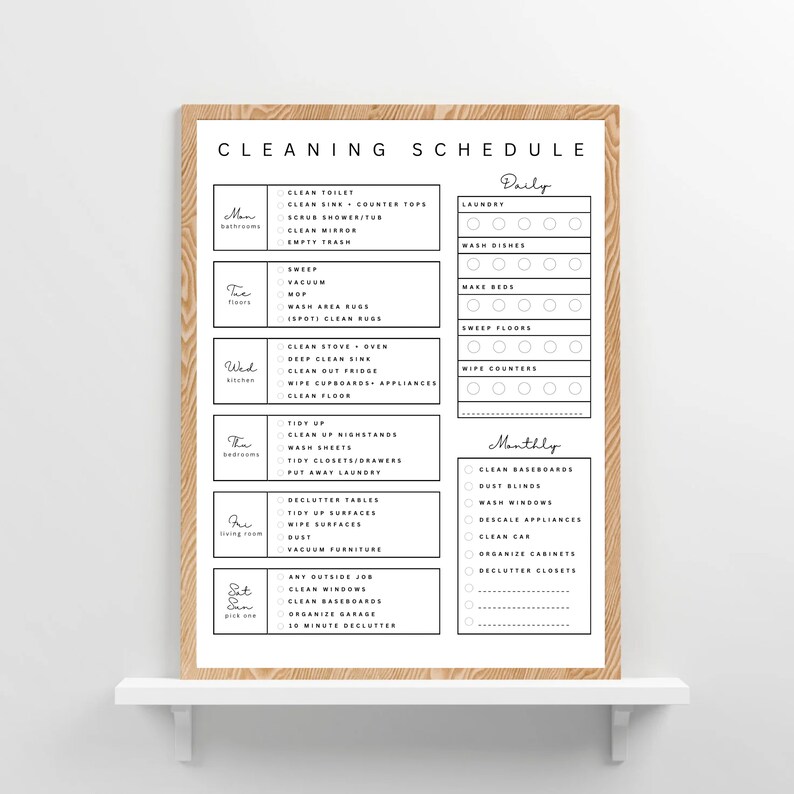 Printable Cleaning Schedule, Instant Download, Cleaning Planner ...