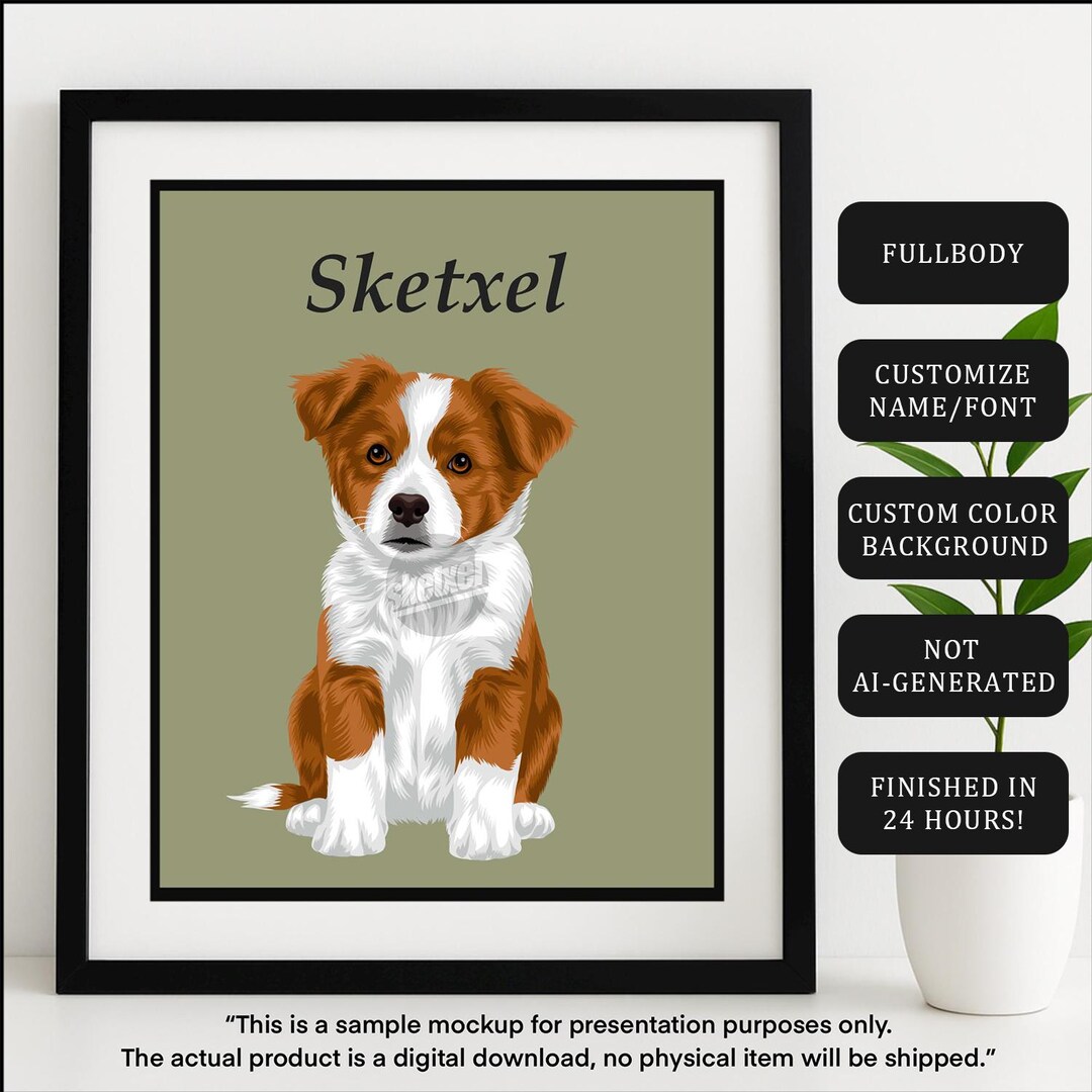 Custom Vector Pet Portrait Dog & Cat Digital Art Gift (digital File ...