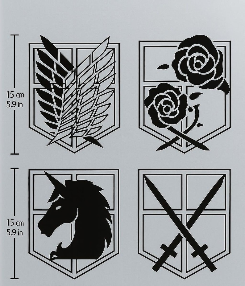 Attack on Titan Sticker Set | AOT 4 Emblems Decal Pack | Scout ...