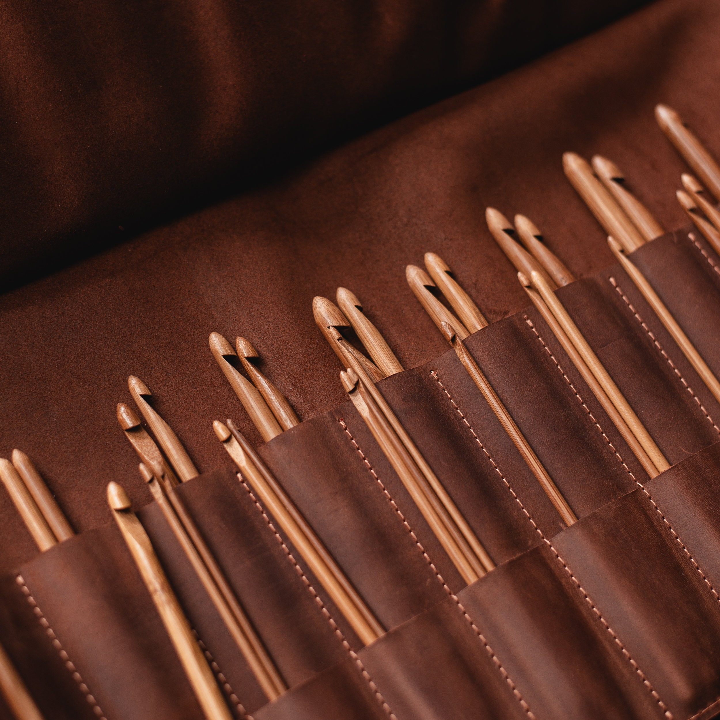 Leather Knitting Needle Case, Personalized Knitting Case, Crochet Hook ...