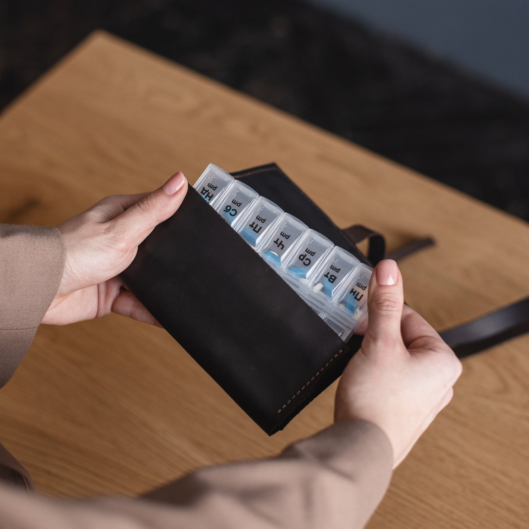 Custom Pill Case, Leather Pill Case, 7 Day Pill Box, Leather Pill ...