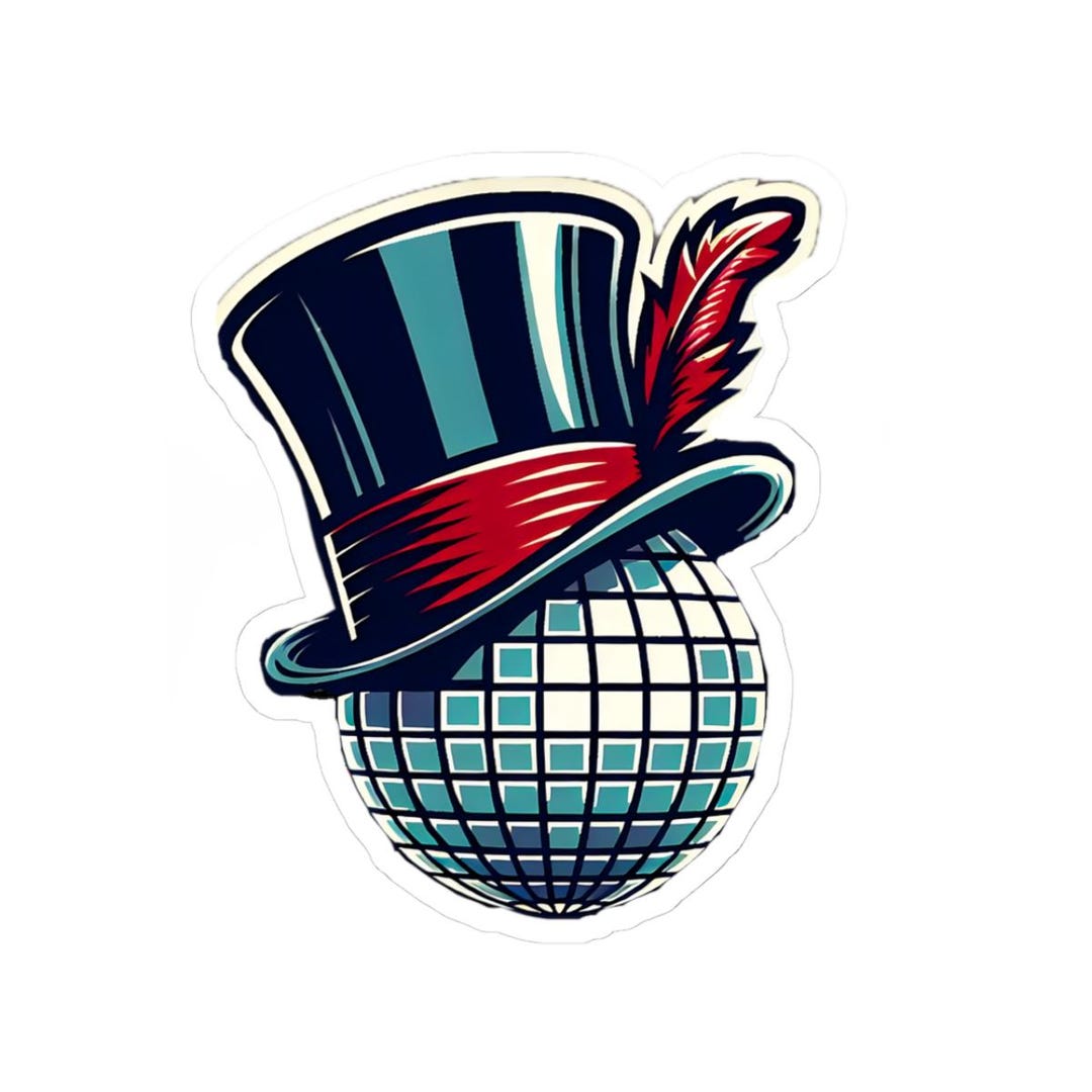 Disco Circus Sticker Disco Ball Top Hat, Retro 70s Vintage Music Vibe ...