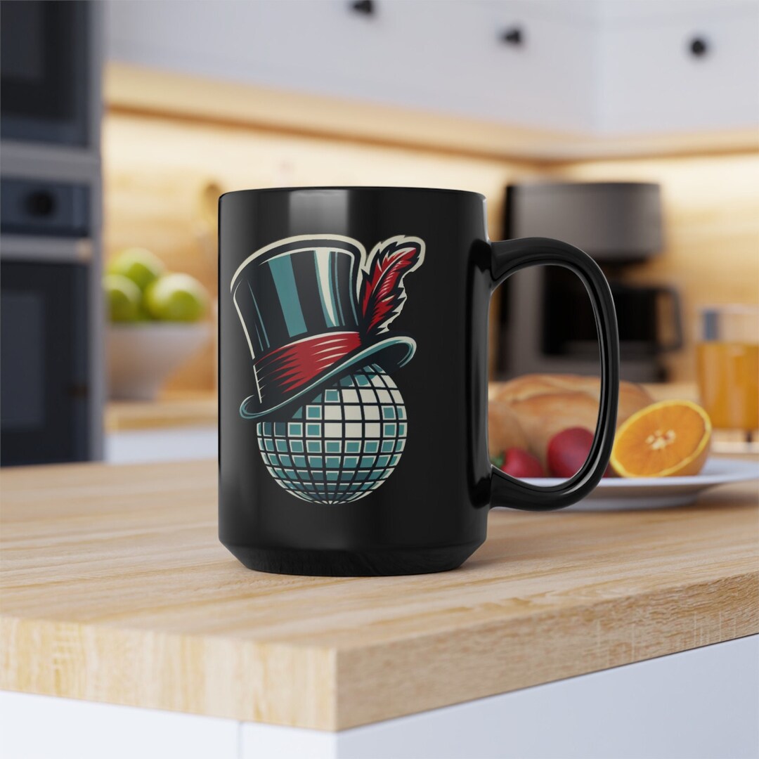 Retro Disco Circus Top Hat Mug With Disco Ball Logo - Vintage Novelty ...