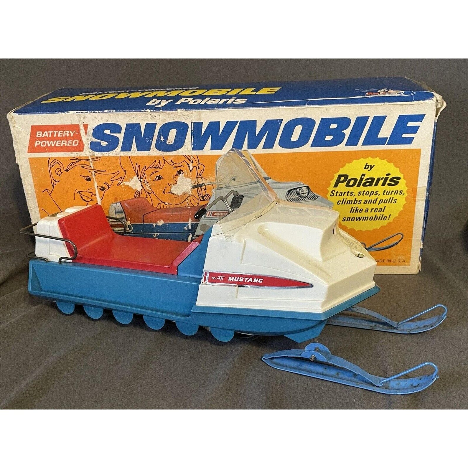 RARE Vintage Polaris Mustang Snowmobile Toy Normatt Product Mechanical ...