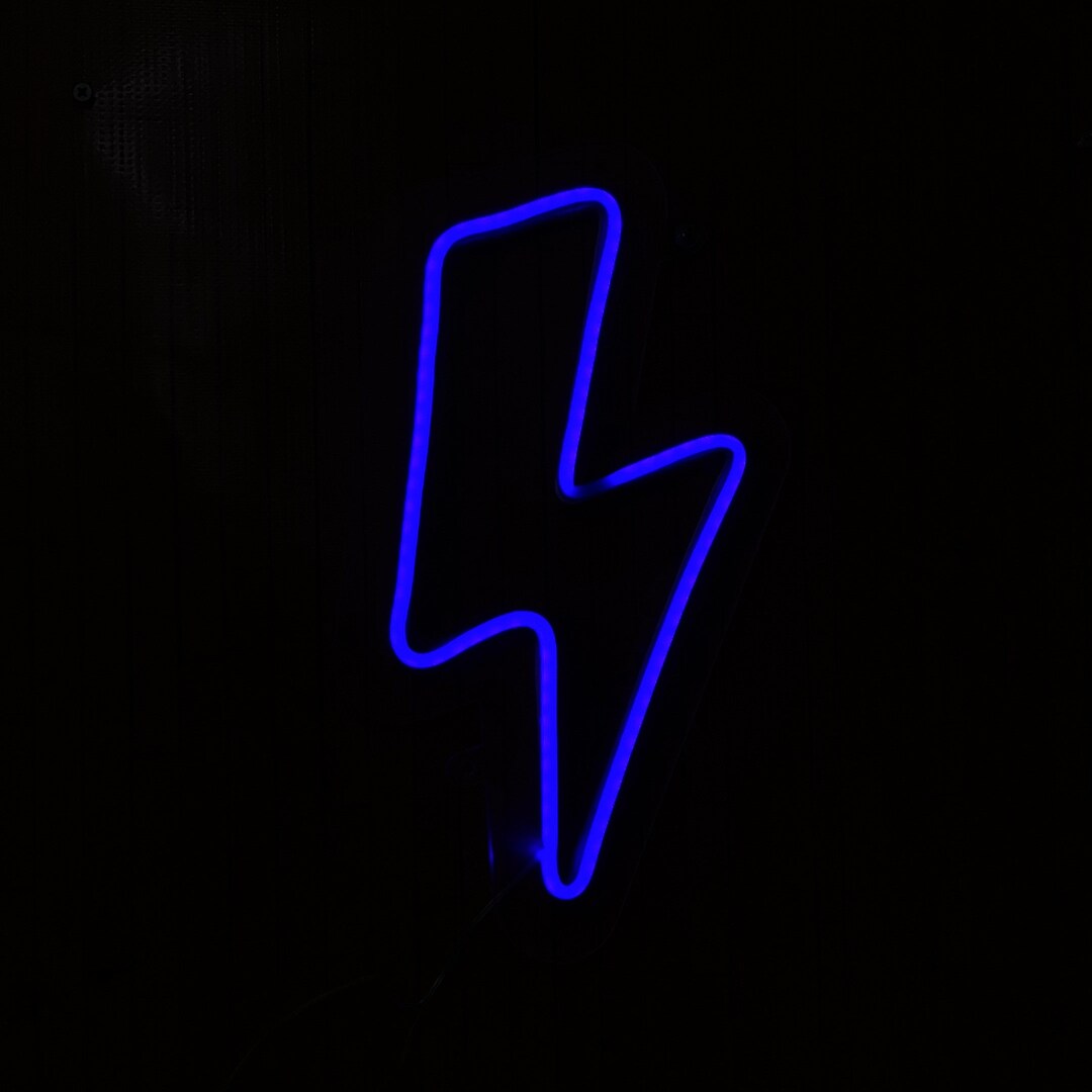 Lightning Neon Sign Blue Lightning Neon Led Wall Sign Lightning Gift ...