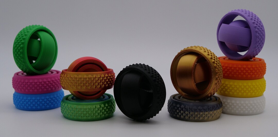 Spinning Gyro Fidget Spinner 3D Printed Sensory Toy Quiet Pocket Sized ...
