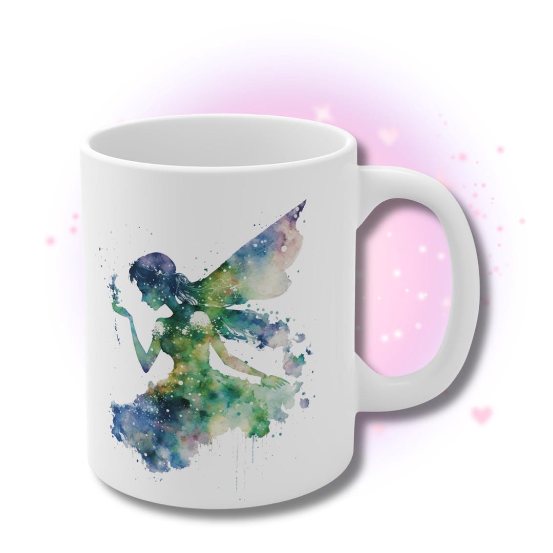 Watercolor Fairy Mug: Enchanted Coffee Cup, Fantasy Decor - 11oz White ...