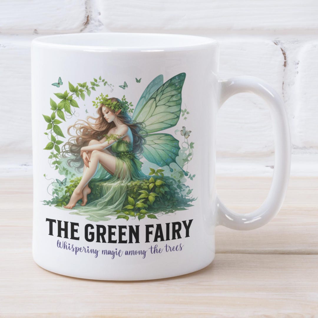 Green Fairy Ceramic Mug: Fairycore Kitchen Decor (11oz) - Etsy