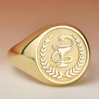 Elegant Gold Caduceus Ring: Handmade Medical Symbol Jewelry for ...