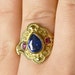14K Solid Gold Iberian Blue Sapphire Ring, Ancient Spanish Gold Ring ...