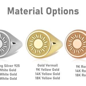 14K Solid Gold Sun Signet Ring, Sunset Signet Ring, You Are My Sunshine ...