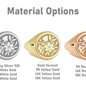 14K Gold Lily of the Valley Signet Ring, Lily Birth Flower Ring for ...