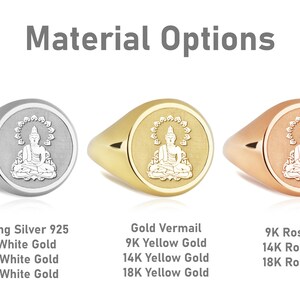 14K Gold Buddha Statue Signet Ring, Meditation Jewelry, Peaceful Zen ...