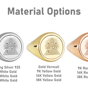 14K Gold Eye of Horus Signet Ring, Round Pyramid Eye Ring, Ancient ...